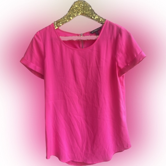 Express | Tops | Express Hot Pink Zipper Back Blouse | Poshmark
